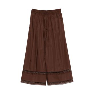 Twinset Femme, Pantalons, Brun, Taille: 36 FR Pantalon &agrave; bordure en dentelle