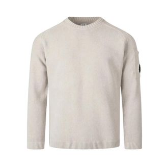 C.P. Company Cotton Chenille Rundhals-Pullover mit Lens - - Knitwear - Herren - Beige - XL