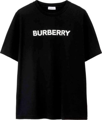 Burberry Femme, Tops, Noir, Taille: 36 FR T-shirt en coton avec imprim&eacute; monogramme