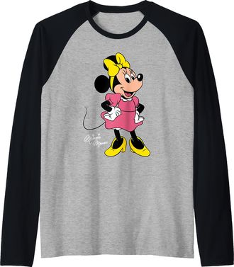 Disney Minnie Mouse Retro Character Cute Pose Trip Matching Raglan