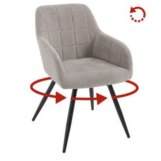 Woltu Woltu - Chaise Pivotante Salle &agrave; Manger Fauteuil Salle &agrave; Manger en Velours, Pieds en M&eacute;tal, Gris Clair