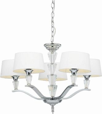 Endon Lighting Fiennes - Plafonnier à 5 ampoules à bras multiples, chrome, tissu blanc tc, E14 - Endon