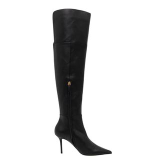 Elisabetta Franchi Femme, Chaussures, Noir, Taille: 40 EU Bottes en cuir Nappa avec logo bicolore