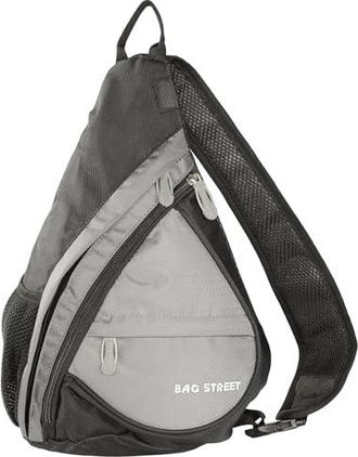 Bag Street International BAG STREET - Petit Sac &agrave; Dos loisir Sac &agrave; Bandouli&egrave;re Sac de Poitrine unisexe pour femme et homme, gris