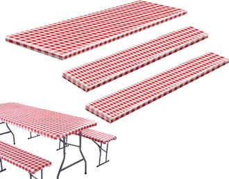 Generico Picknick-Tischdecke für den Außenbereich, Picknicktischhussen mit Bänken, wasserdicht, für Mahlzeiten, Partys, Terrasse im Freien