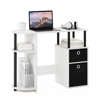 Furinno Jaya Bureau DOrdinateur Gaming pour Bureau À Domicile, Chambre, Dortoir, Salle DÉtude, Blanc