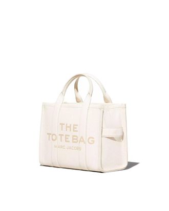 Marc Jacobs Womens Tote Bag Medium Leather Cotton-Silver Cow Shoulder Cotton/silver