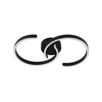 Eglo LED Deckenlampe Rolimare, geschwungene Deckenleuchte, Lampe Decke B&uuml;ro, B&uuml;rolampe neutralwei&szlig;, K&uuml;chenlampe aus Metall in Schwarz, Kunststoff in Wei&szlig;