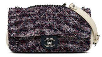 Chanel Navy Small Tweed Single Flap Bag