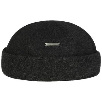 Stetson Sparr Umschlagm&uuml;tze Dockerm&uuml;tze M&uuml;tze Winterm&uuml;tze f&uuml;r Herren Fleecefutter Wollm&uuml;tze mit Umschlag, Docker, Futter,, Anthrazit, M (56-57 cm)