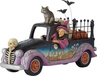 Enesco Jim Shore Heartwood Creek Halloween-Pickup-Truck-Figur, 16,3 cm, mehrfarbig, Schwarz
