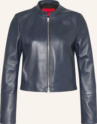HUGO BOSS Hugo Lederjacke Lasari blau