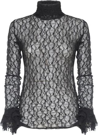 SoAllure Femme, Tops, Noir, Taille: 42 FR Chemisier &agrave; col montant en dentelle florale