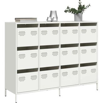 vidaXL Vidaxl - Buffet blanc 135x39x103,5 cm acier lamin&eacute; &agrave; froid
