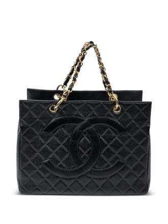 Chanel sac cabas matelass&eacute; GST &agrave; bride en cha&icirc;ne - Noir