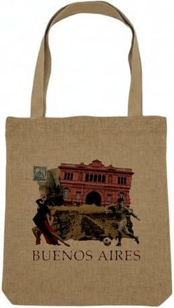 Fabulous Sac Shopping Tote Bag Aspect Lin - Buenos Aires Collage Voyage Carte Postale Argentine - Sac de Courses Toile Epaisse 360g Beige Naturel Cabas Port&eacute; E