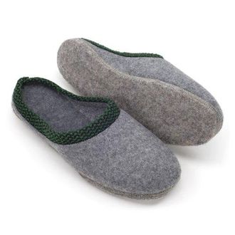 Pantoffelmann pantoufles en feutre avec bordure | Tailles 36-51 | Chaussons respirants et confortables &agrave; semelle &eacute;paisse | Pour femmes et hommes