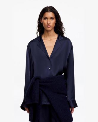 Arket Hemd Aus Seidensatin -Blau