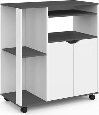 IDMarket Desserte de cuisine COSI bois blanc et plateau gris L.76 CM