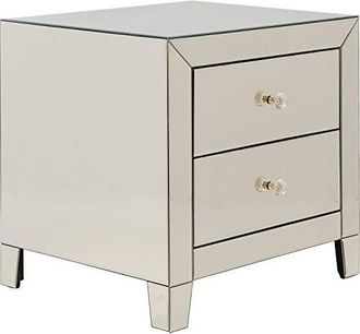 Kare Design Design Kommode Klein Luxury, verspiegelt, Nachttisch mit 2 Schubladen, Schlafzimmer, edle Glasgriffe, 50x49x41cm (H/B/T)