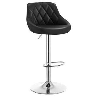 Woltu 1 x Tabouret de Bar en Similicuir Hauteur r&eacute;glable,Noir BH23sz-1