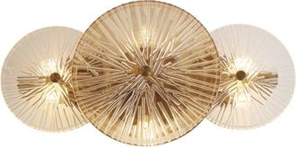 Searchlight Plafonnier Applique 6L bronze et verre claire et ambré, Long 20cm série wagon wheel