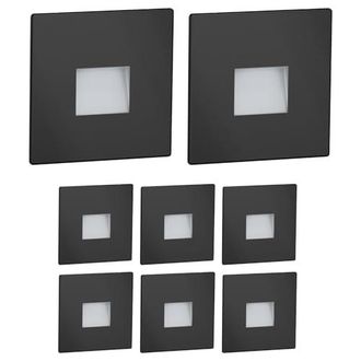 LEDs Com 8 pièces LED lumière descalier/lampe murale encastrée FOW pour lintérieur et lextérieur, downlight, carré, noir, 85 x 85mm, blanc froid