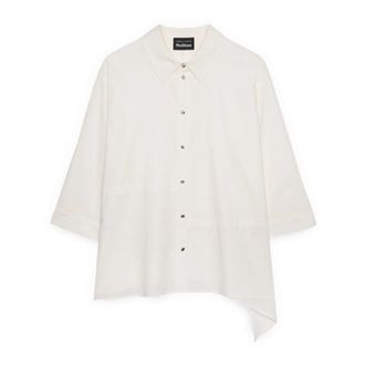 Fiorella Rubino Hemd aus Baumwollmischung mit asymmetrischem Saum - - Blouses & Shirts - Damen - Wei&szlig; - XS/S
