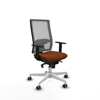 Piqueras y Crespo Brauner Schreibtischstuhl mit 1D-Armlehnen, h&ouml;henverstellbare Lendenwirbelst&uuml;tze. Ausgestattet mit 5 Positionen und injiziertem Schaum. Mit Rollen von