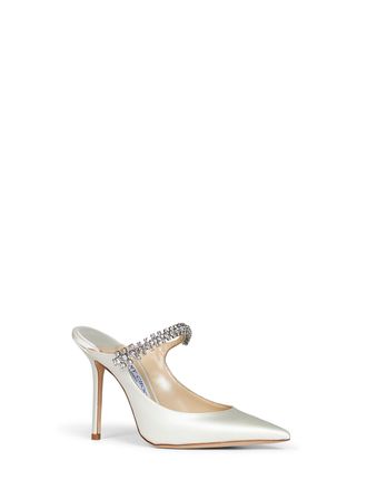 Jimmy Choo London Womens Mules Bing 100 Ivory Satin White Viscose Sandal