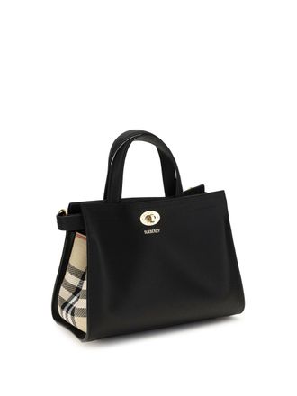 Burberry Womens Mini Cotswolds Check Top Handle Bag Black Cotton; Polyester Handbags Hand