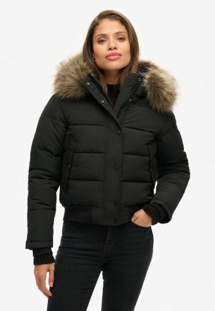 Superdry Steppjacke EVEREST HOODED BOMBER JKT Kunstfaser, slim fit