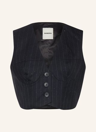 Sandro Sandro Cropped-Blazerweste Mit Schmucksteinen blau