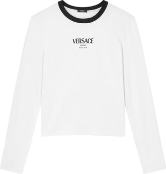 Versace long-sleeved logo-motif top - Weiß