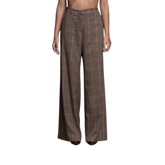 Kaos Kaos - Pantalon Palazzo &agrave; carreaux lurex - Femme - Pantalons - Brun - Taille: 38 FR