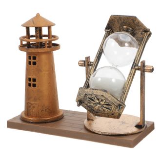TOPBATHY Vintage Sanduhr mit Messingrahmen Sanduhr Timer für Büro und Wohnzimmer Ornament mit Leuchtturm Design Robust und Tropfenfest Künstlerische Tischdekor