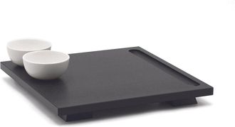 Bisetti Planche à découper Black Sushi n.2 bols blancs et 2 baguettes inclus