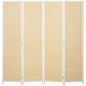 HOMCOM Paravent interieur aus Holz 4 Paneele 180 x 180 cm Raumteiler faltbar Trennwand f&uuml;r Wohnzimmer Schlafzimmer Haus, Naturholz