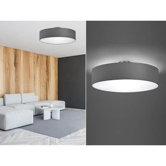 Trio Runde Deckenleuchte hotel mit Stoffschirm in Grau, ø 50cm