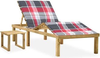 vidaXL Chaise longue de jardin avec table et coussin Pin imprégné Vidaxl