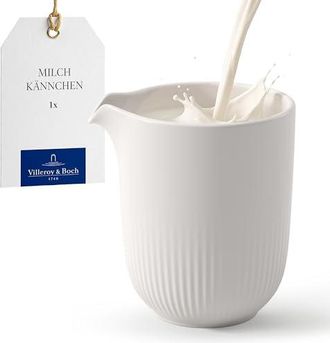 Villeroy & Boch Afina Milchkännchen 170 ml Weiß, Spülmaschinenfest, Mikrowellensicher, Milchkanne, Kaffeezubehör, Krug Keramik, Sauciere, Geschirr, Premium Porzellan