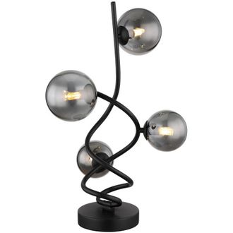 Globo Lighting Lampe de table Globe, abat-jour en verre fum&eacute; noir mat, 4 ampoules G9 3 000 K
