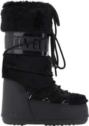 Moon Boot Womens Icon Faux Fur Knee Boots Black Polyamide