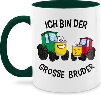 Shirtracer Tasse Tassen 325ml - Großer - Ich bin der grosse Bruder Traktor - 325 ml - Dunkelgrün - tasse+großer+bruder big brother brüder geschenk fuer den gross