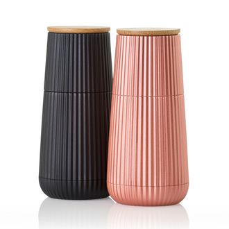 Adhoc MP158 Scape Pfeffer- und Salzmühlen Set, Relief-Design, Schwarz & Rosé, mit CeraCut Keramikmahlwerk, stufenlos einstellbar, leicht & benutzerfreundlic