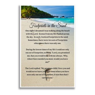 Generic Set of 3 Footprints in the Sand Canvas Prints - Christian Poem Wall Art for Office, Inspirational Quotes, Jesus Poster for Bedroom, Living Room, Home 