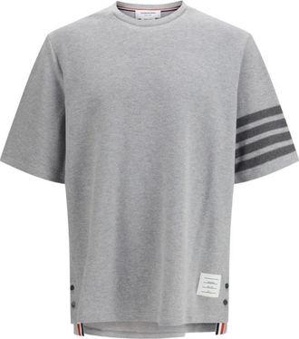 Thom Browne Texturiertes Baumwoll-Piqu&eacute;-T-Shirt - - Tops - Herren - Grau - L