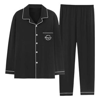 Generico RUMAOZIA Pyjama dhiver long pour homme et femme avec boutons, 2 pièces, manches longues, confortable, avec poches et cordon de serrage, vêtements de n