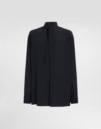 Dolce & Gabbana Cr&ecirc;pe De Chine Shirt - Mann Hemden Blau 42