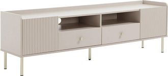 Vente-Unique TV-M&ouml;bel mit 2 T&uuml;ren, 2 Schubladen und 2 F&auml;chern - Beige & Gold - LUNAOR
